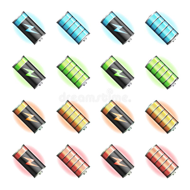 Battery Electric Energy Charge Status Full Low Power Vector ...