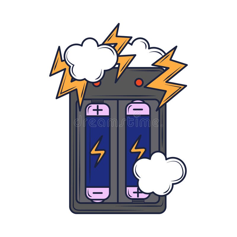 Battery emergency damage stock vector. Illustration of power - 253766061