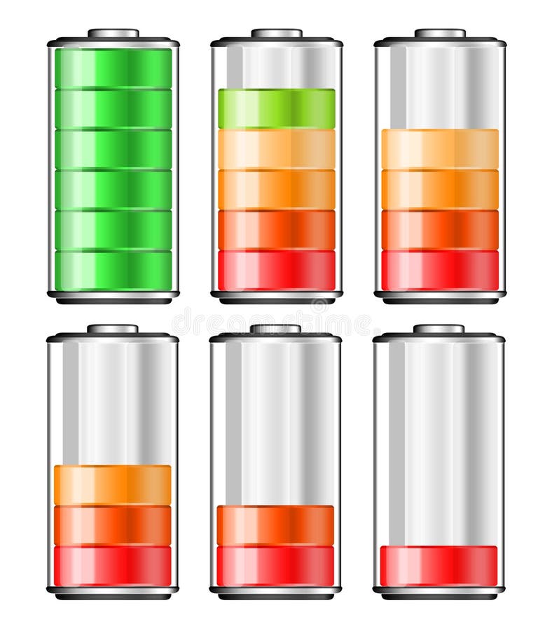 Battery energy levels stock vector. Illustration of full - 26418514