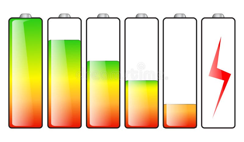 Battery energy levels stock vector. Illustration of color - 26418514