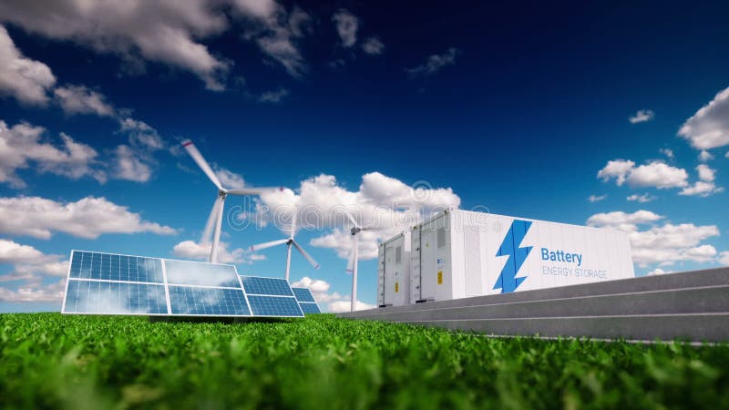 Battery Energy Storage Facility Made of Shipping Containers. 3d Stock ...