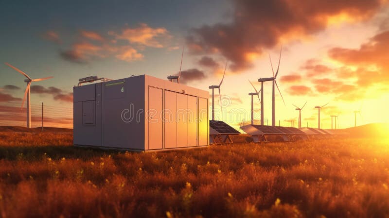 Battery Energy Storage System with Wind Turbines and Solar Stock ...