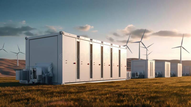 Battery Energy Storage System with Wind Turbines and Solar Stock ...