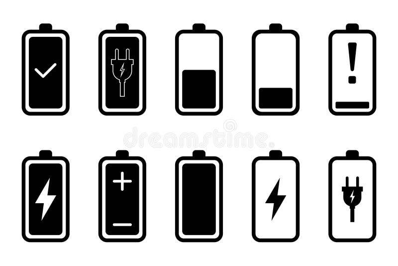 Battery Fast Charging Features and Issues Icon Set Stock Illustration ...