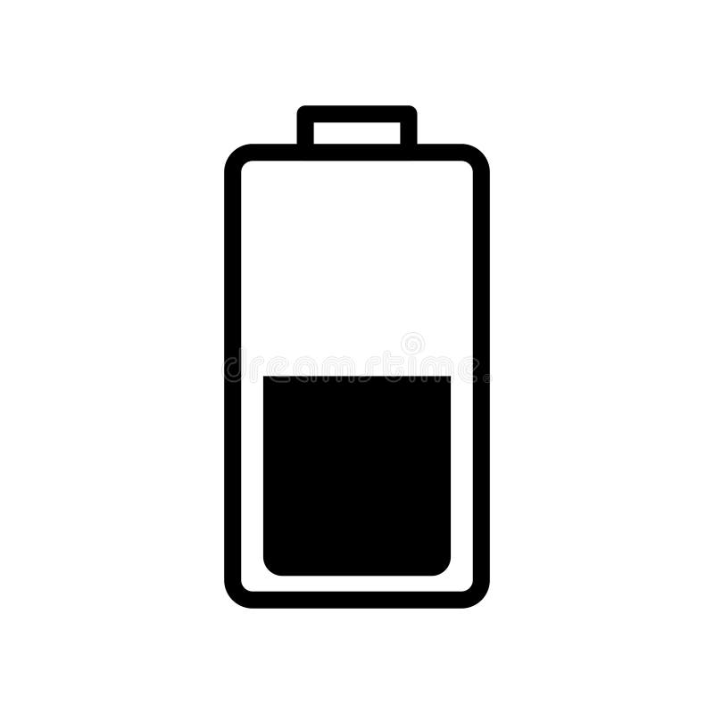 Battery Full Icon Line Isolated on White Background. Black Flat Thin ...