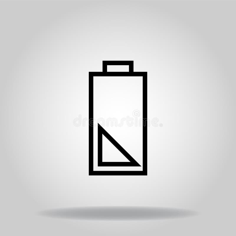 Battery Half Icon or Logo in Outline Stock Vector - Illustration of ...
