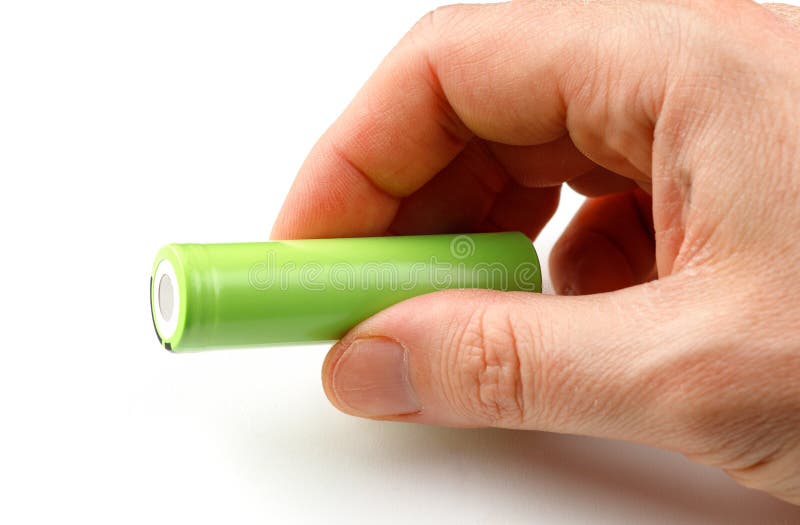 18650 Battery in Hands on a White Background Stock Photo - Image of ...