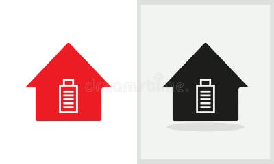 Battery House Logo Design. House Logo with Battery Concept Vector Stock ...