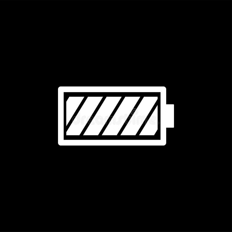 Battery Icon on Black Background. Black Flat Style Vector Illustration ...