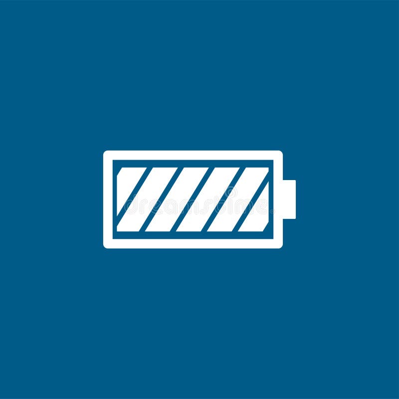 Battery Icon on Blue Background. Blue Flat Style Vector Illustration ...