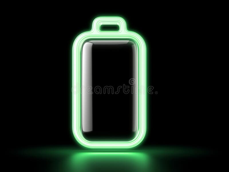 Battery Icon with Charging Animation Glowing in Green Against Tech ...