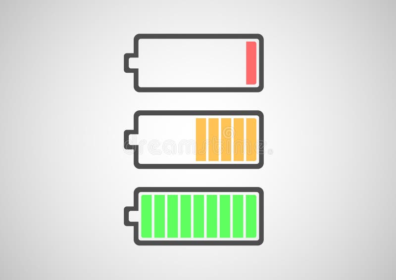 Battery Icon Condition Full Medium Empty Stock Vector - Illustration of ...
