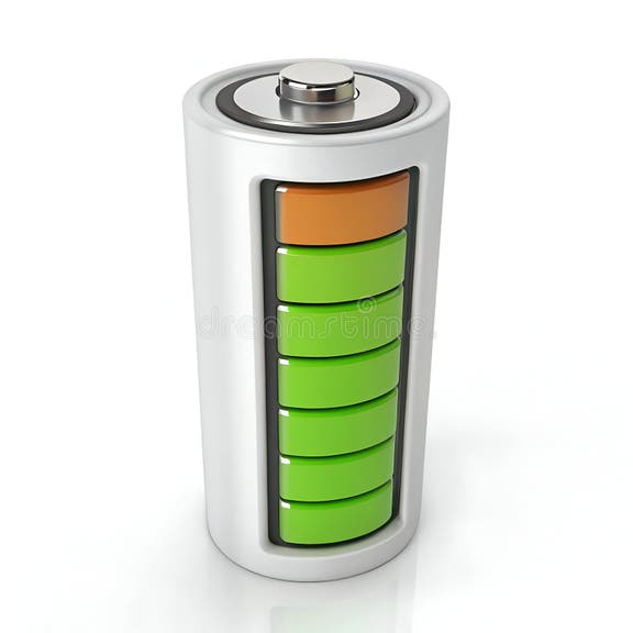 Battery Icon 3D Render stock illustration. Illustration of white ...