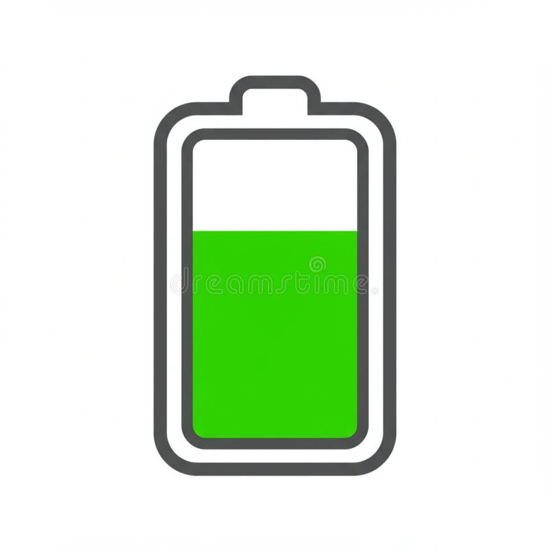 Battery Icon Design with a Gray Outline and a Green Fill, Indicating a ...
