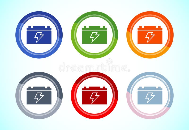 Battery Icon Design Illustration, Battery Charging Sign and Symbol, 6 ...