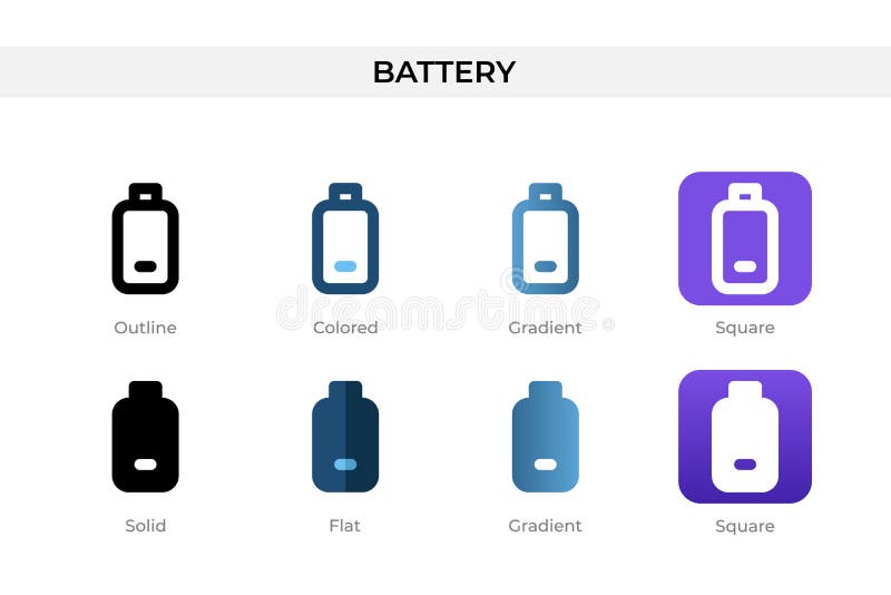 Battery Icon in Different Style. Battery Vector Icons Designed in ...
