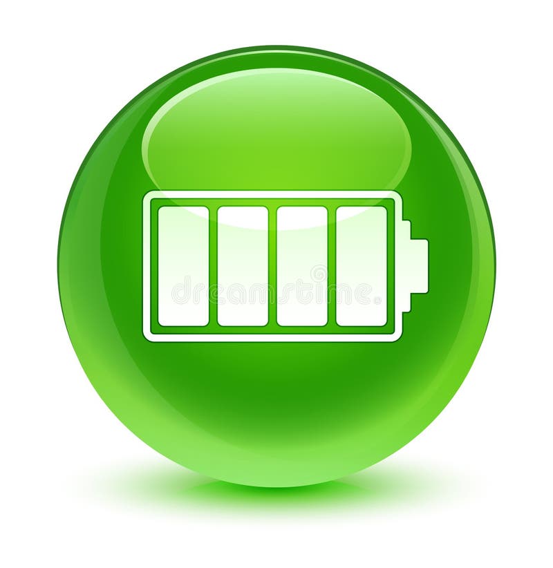 Battery Icon Glassy Green Round Button Stock Illustration ...