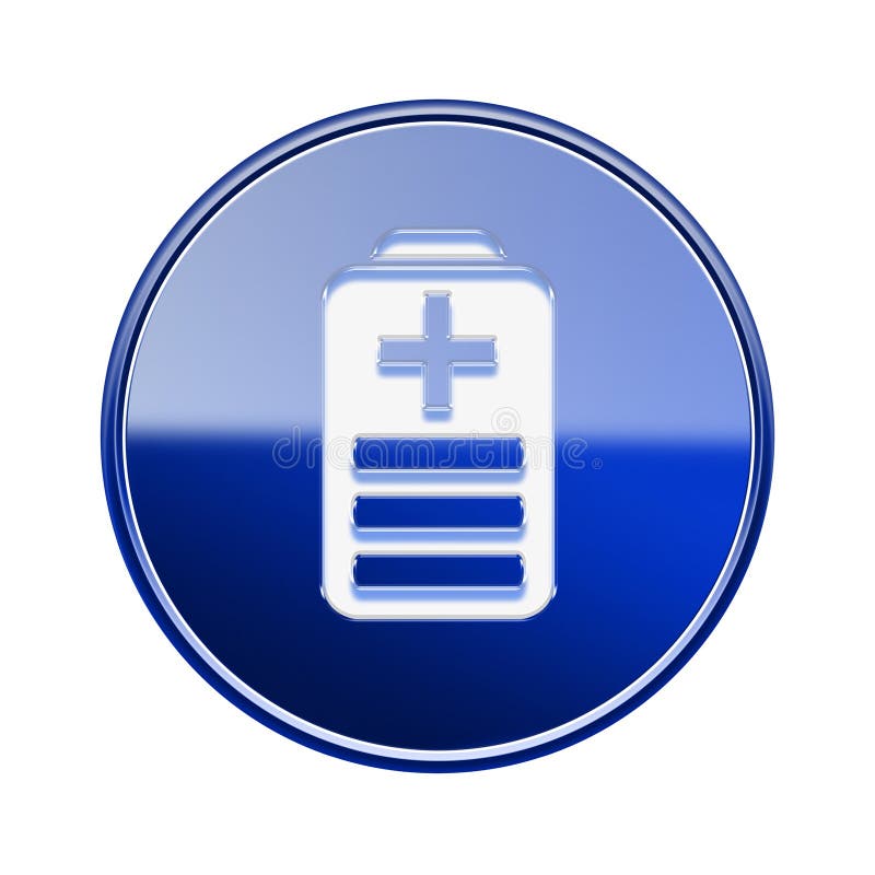 Battery icon glossy blue. stock illustration. Illustration of round ...