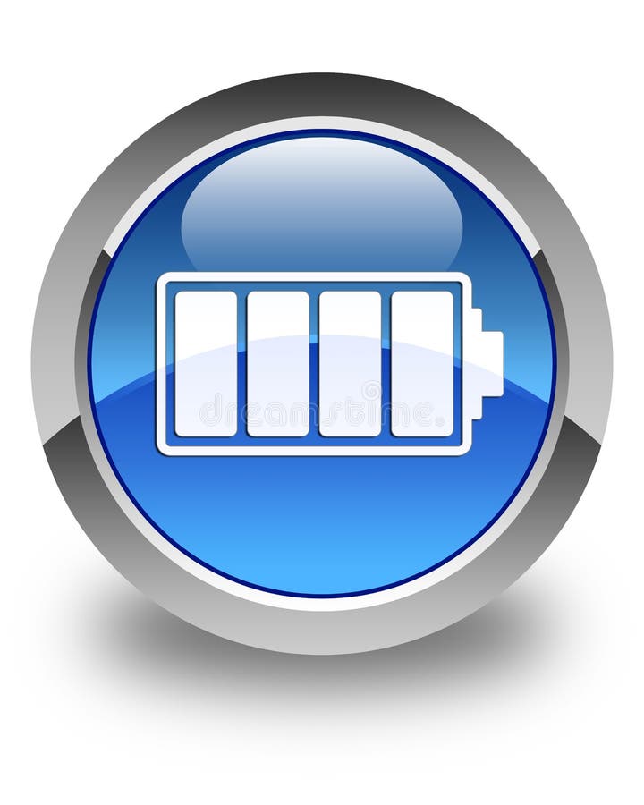 Battery Icon Glossy Blue Round Button Stock Illustration - Illustration ...