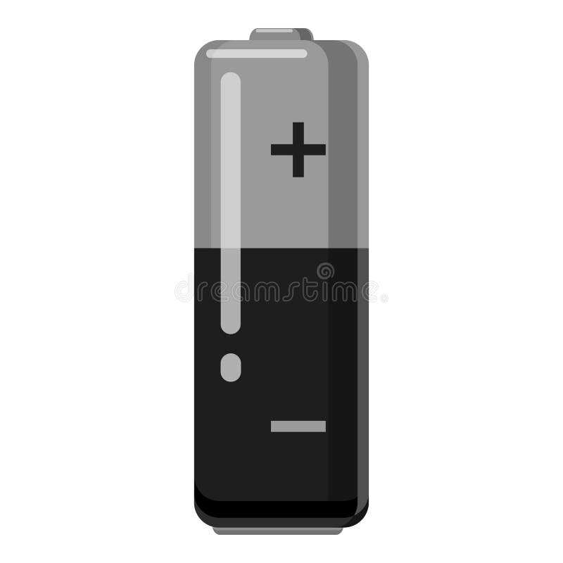 Battery Icon, Gray Monochrome Style Stock Vector - Illustration of ...