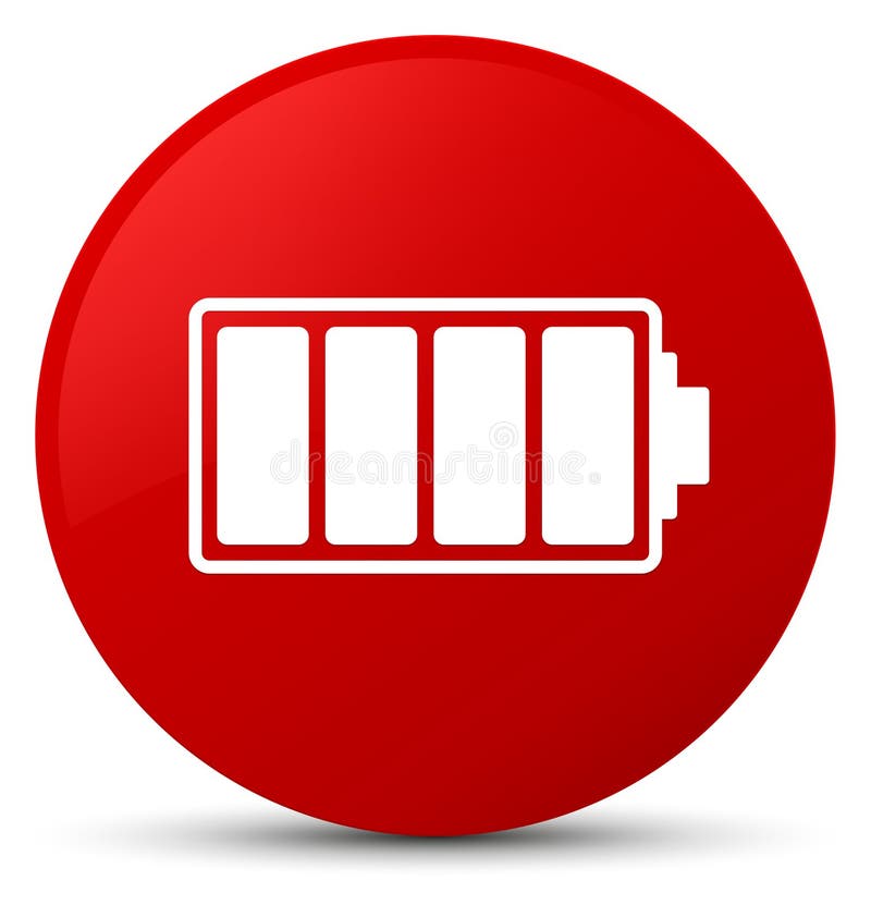 Battery Icon Red Round Button Stock Illustration - Illustration of sign ...