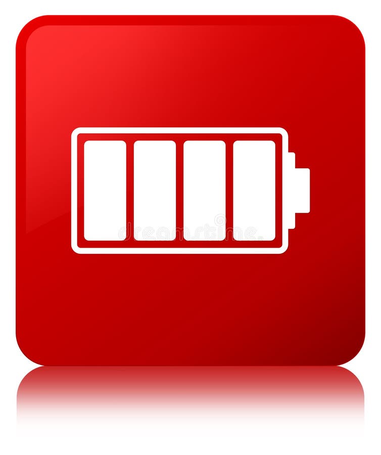Battery Icon Red Square Button Stock Illustration - Illustration of ...