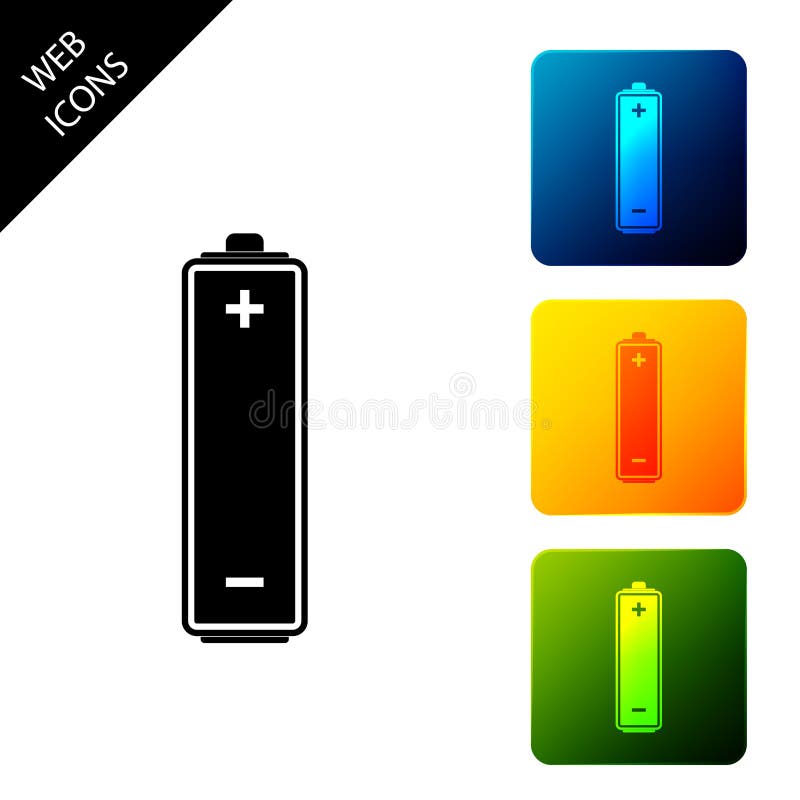 Battery Icon Isolated. Set Icons Colorful Square Buttons Stock Vector ...