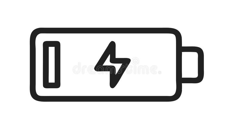 Battery Icon with Minimal Charge, Indicating Low Power Level , Vector ...
