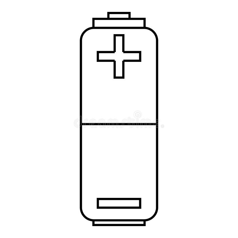 Battery Icon, Outline Style Stock Vector - Illustration of cell, acid ...