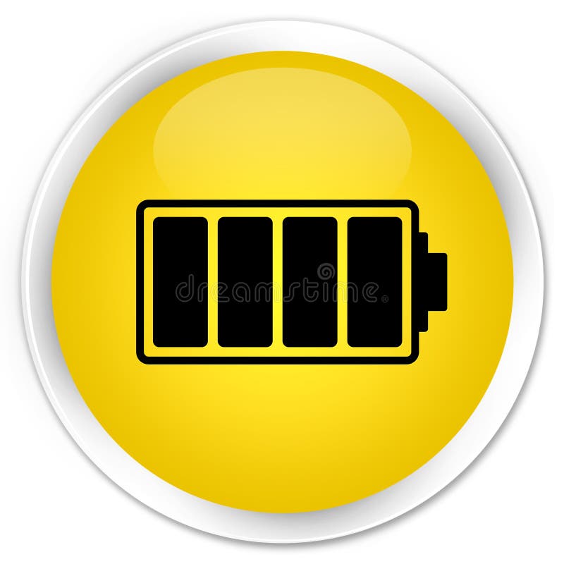 Battery Icon Premium Yellow Round Button Stock Illustration ...