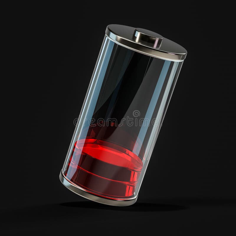 Battery Icon with Red Charge Indicator. 3D Stock Illustration ...