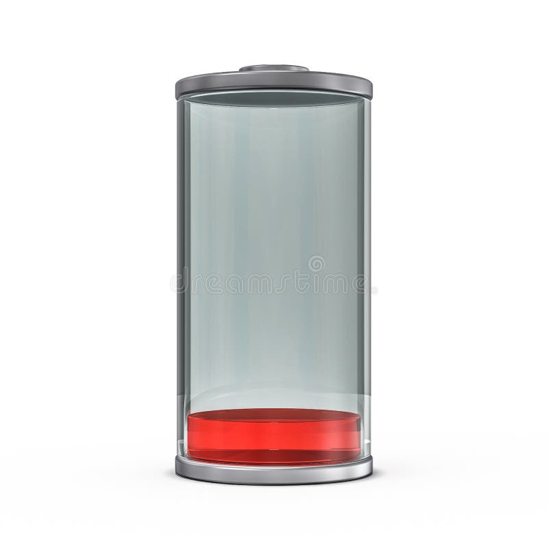 Battery Icon with Red Charge Indicator. 3D Stock Illustration ...