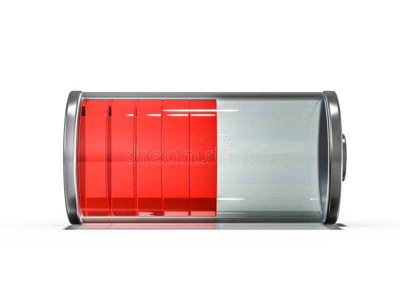 Battery Icon with Red Charge Indicator. 3D Stock Illustration ...