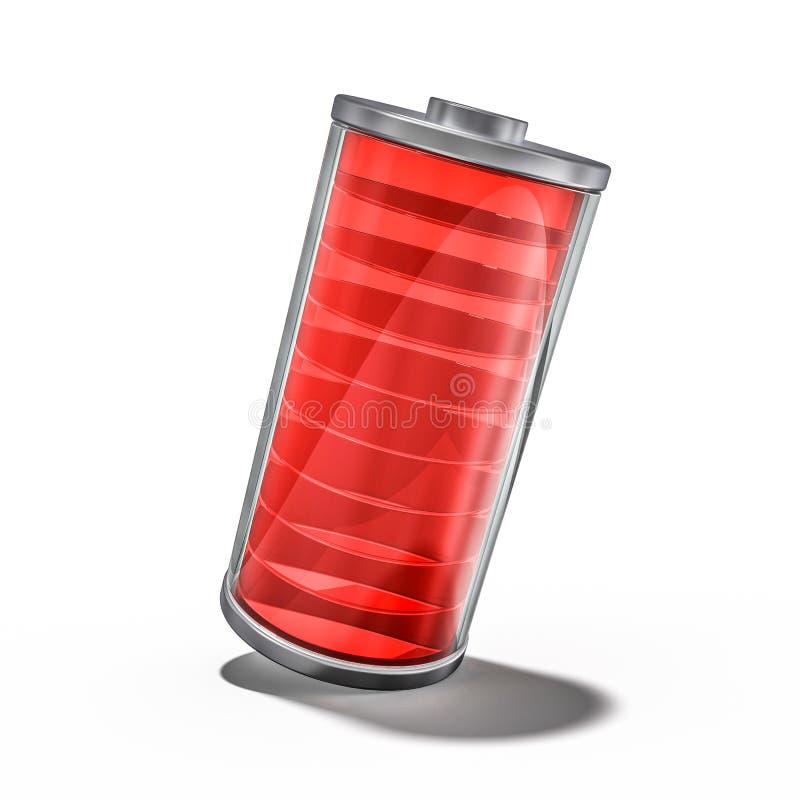 Battery Icon with Red Charge Indicator. 3D Stock Illustration ...