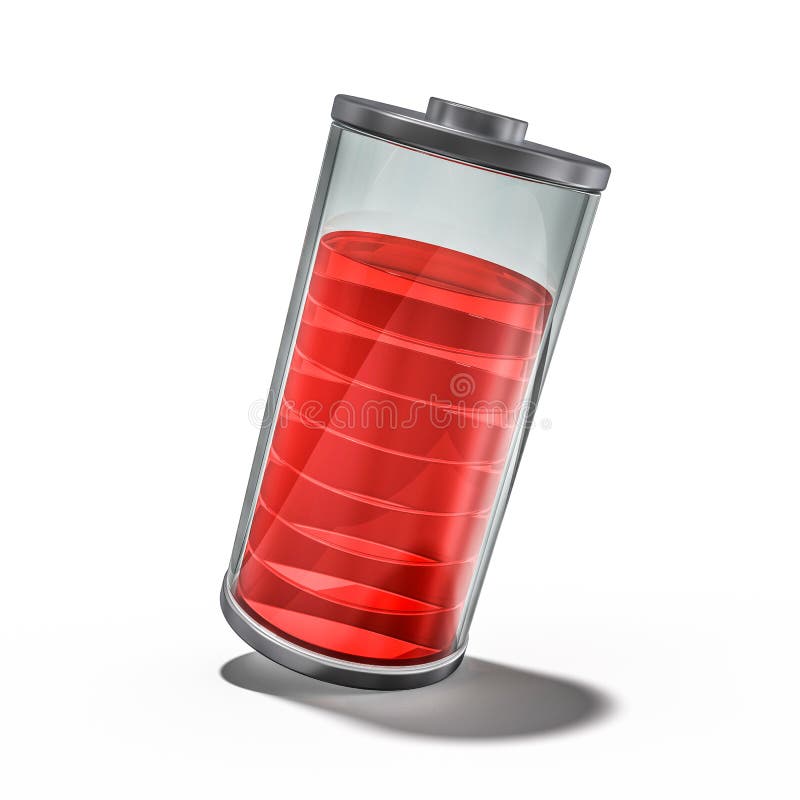 Battery Icon with Red Charge Indicator. 3D Stock Illustration ...