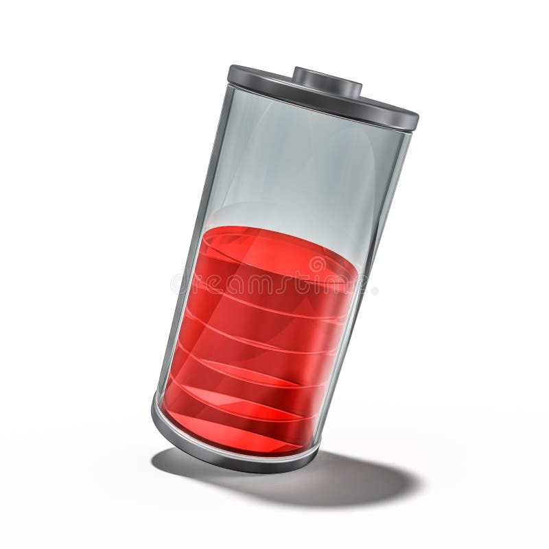 Battery Icon with Red Charge Indicator. 3D Stock Illustration ...