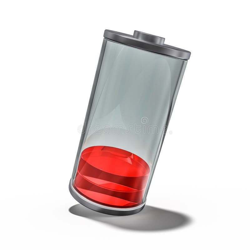 Battery Icon with Red Charge Indicator. 3D Stock Illustration ...