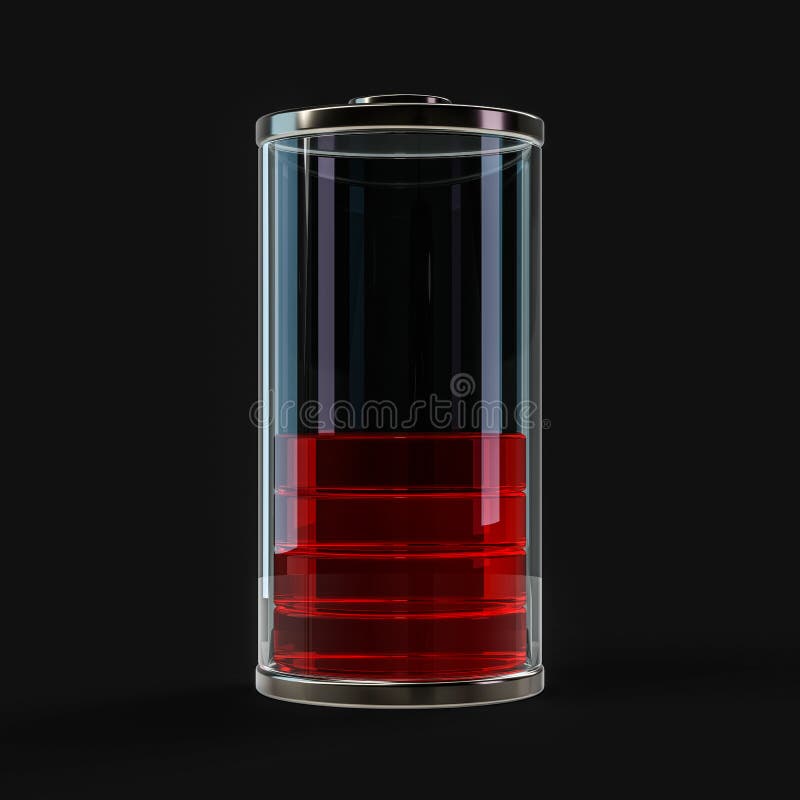 Battery Icon with Red Charge Indicator. 3D Stock Illustration ...