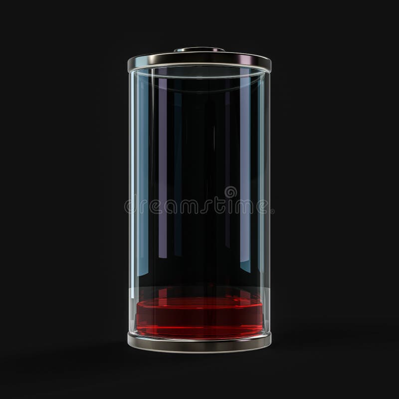 Battery Icon with Red Charge Indicator. 3D Stock Illustration ...