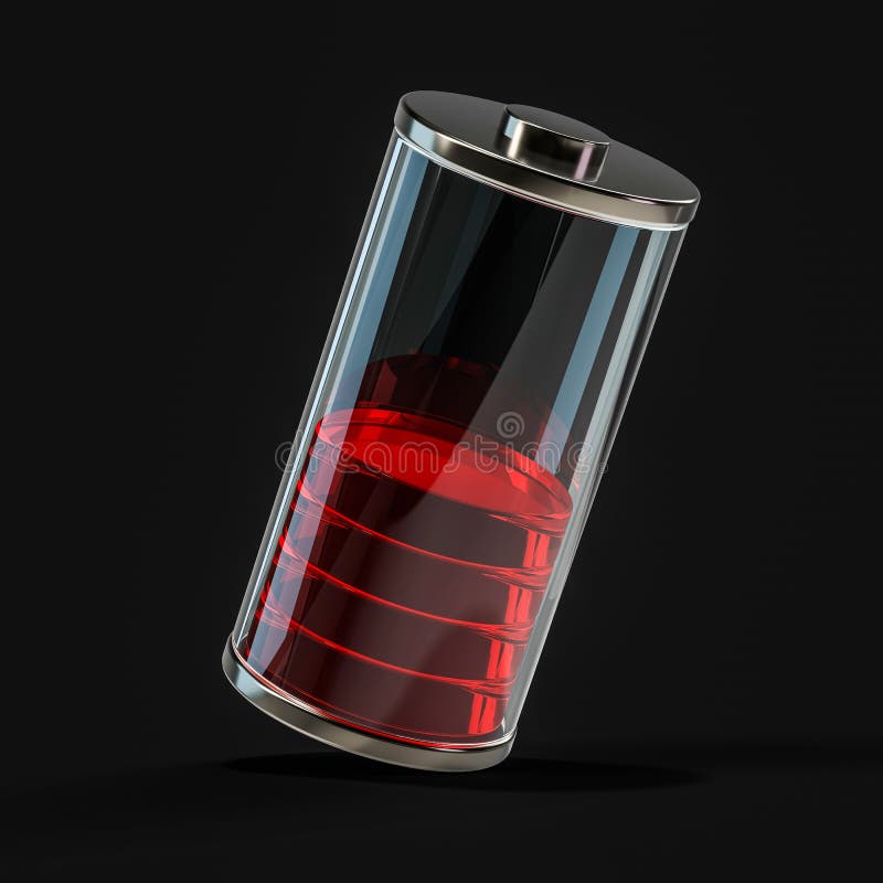 Battery Icon with Red Charge Indicator. 3D Stock Illustration ...