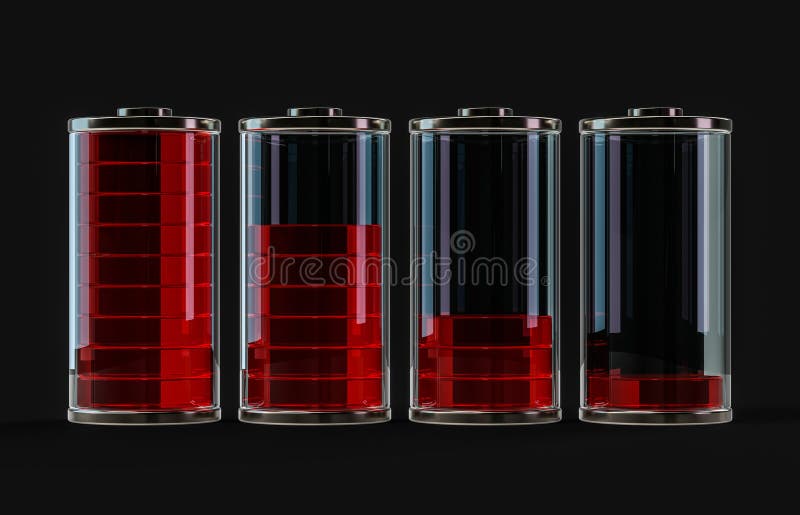 Battery Icon with Red Charge Indicator. 3D Stock Illustration ...