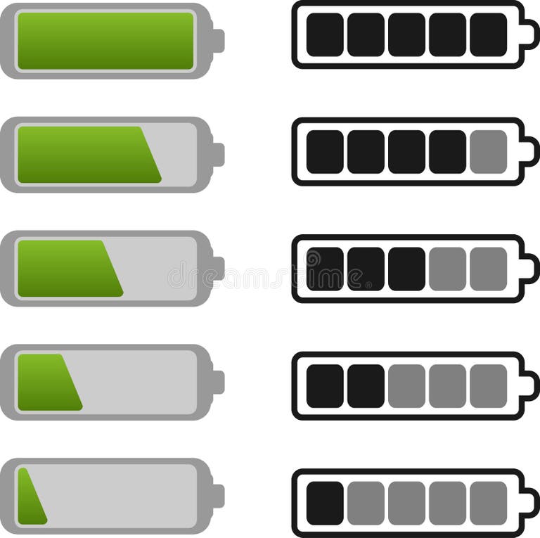 Battery Icon Set stock vector. Illustration of five, battery - 26468623