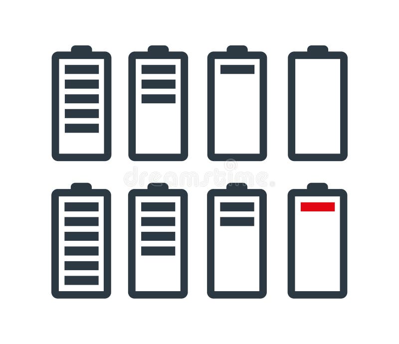 Battery Icon Set stock vector. Illustration of acid, black - 86421820
