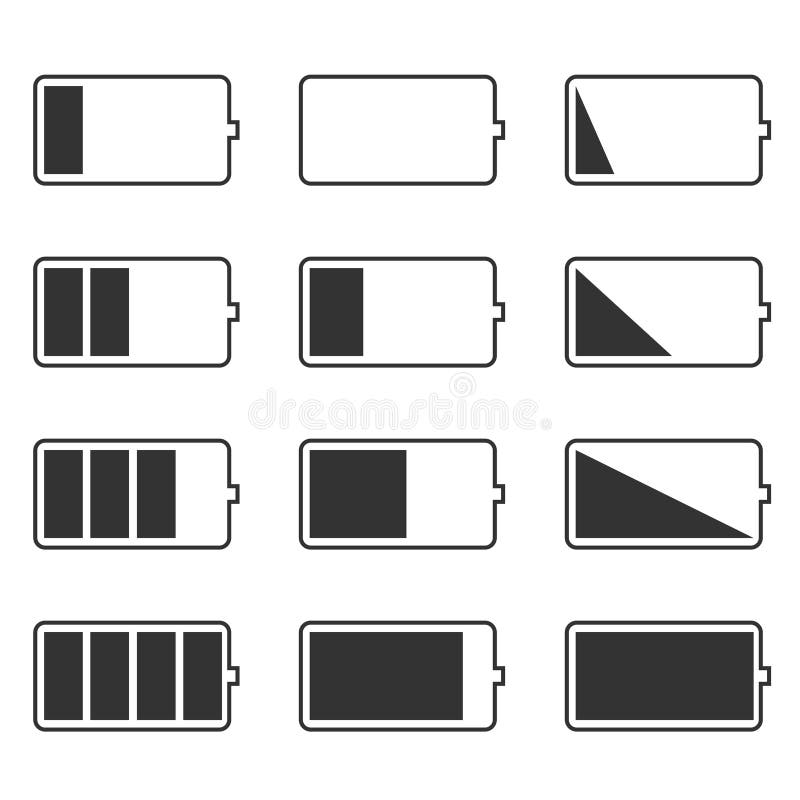 Battery icon set stock illustration. Illustration of equipment - 151719787