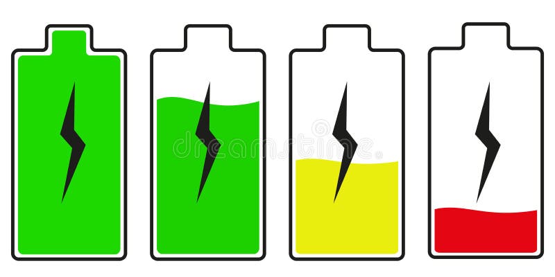 Battery Icon Set. Full Charge Symbols Stock Illustration - Illustration ...