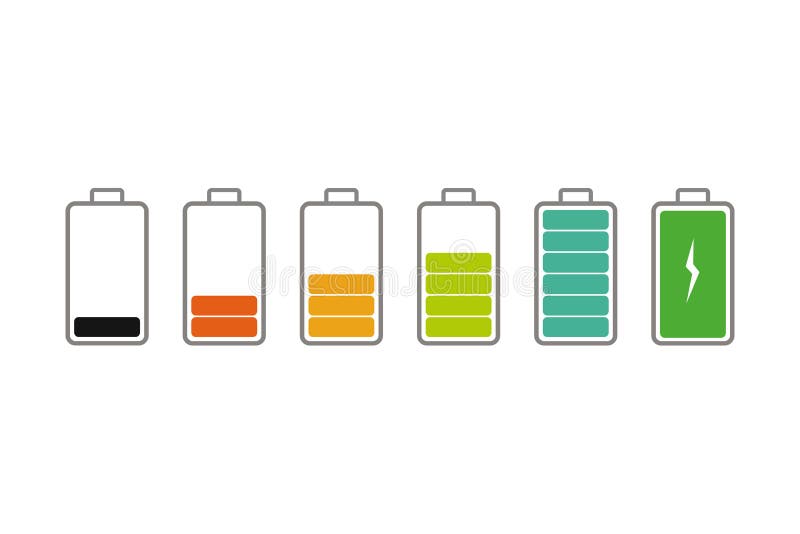 Battery Icon Set. Full Charge Symbols Stock Illustration - Illustration ...