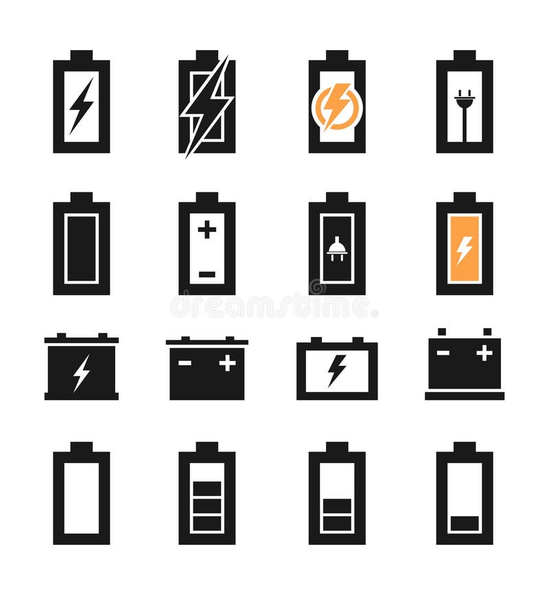 Battery Icon set stock illustration. Illustration of minus - 33218207