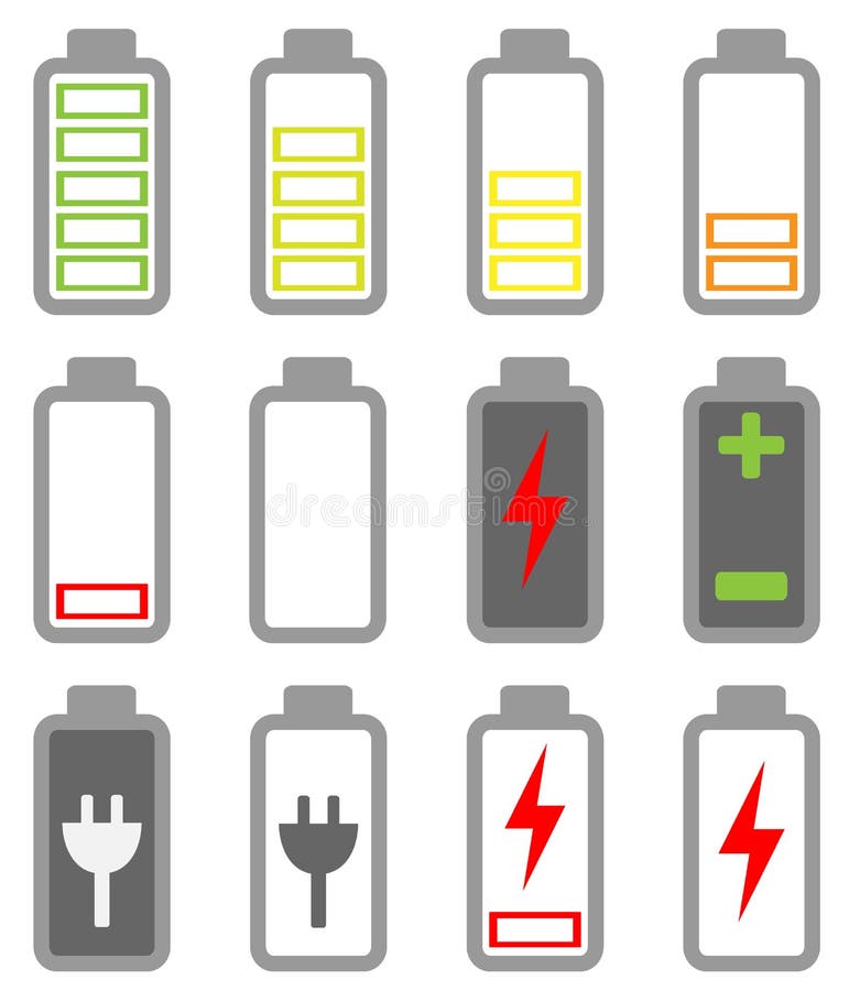 Battery icon set stock vector. Illustration of energy - 96657404