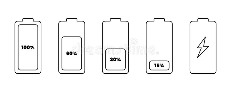 Battery Icon Set. Vector Illustration. Discharged and Fully Charged ...