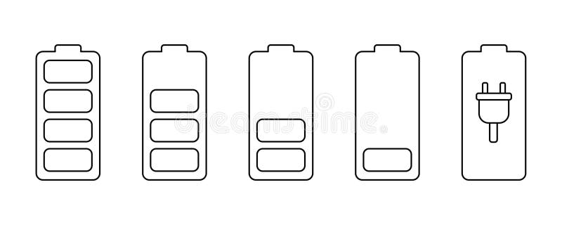 Battery Icon Set. Vector Illustration. Discharged and Fully Charged ...